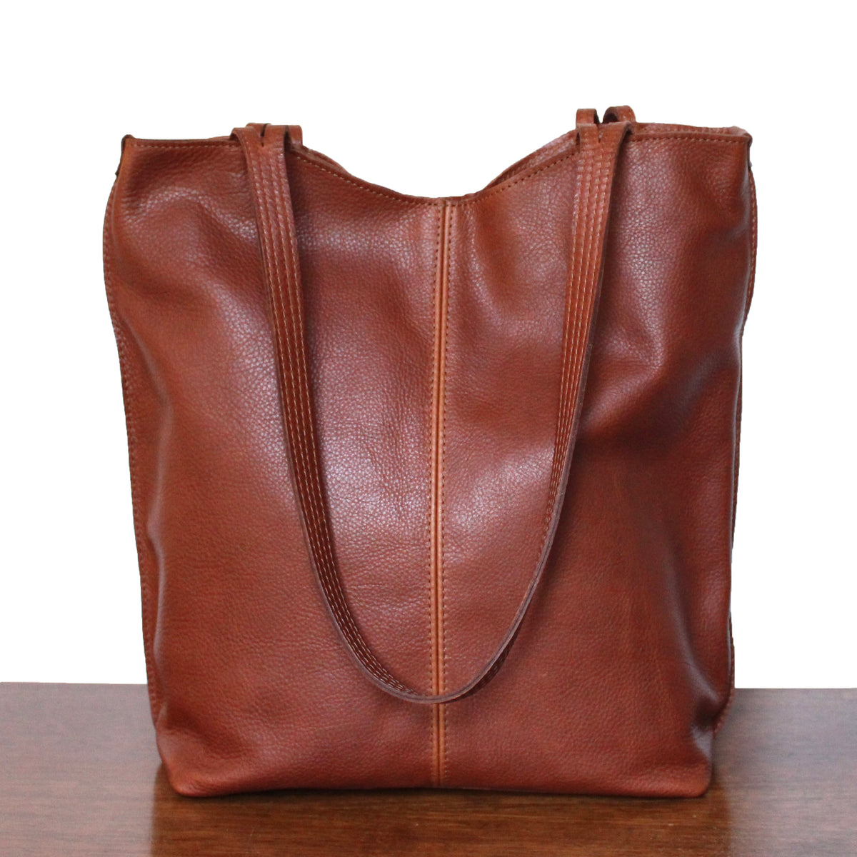 rustic tote: pebbled chestnut – Nana by Sally